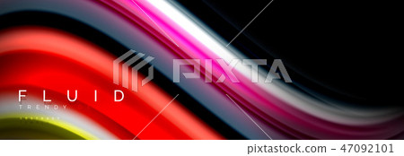 Bright colorful liquid fluid lines on black,... - Stock Illustration ...