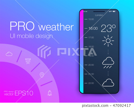 Weather Forecast App Ux Ui Design. Stock vector - Stock Illustration ...