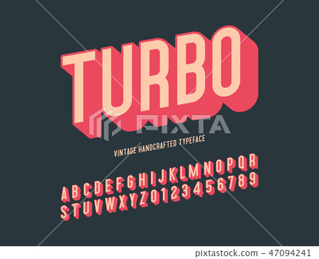 turbo vintage handcrafted 3d alphabet. vector... - Stock Illustration ...