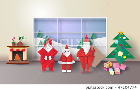 Christmas room interior with Santa claus - Stock Illustration [47104774 ...