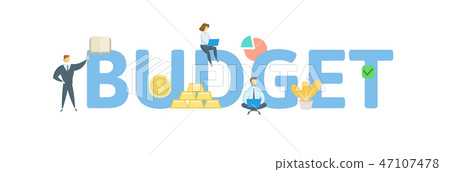 BUDGET word concept banner. Concept with... - Stock Illustration ...