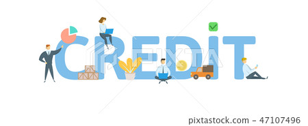 CREDIT word concept banner. Concept with... - Stock Illustration ...