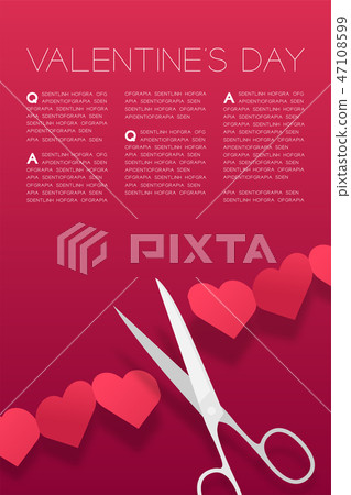 Scissors cut Heart paper chain, Valentine's day - Stock Illustration ...