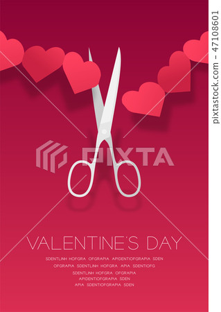 Scissors cut Heart paper chain, Valentine's day - Stock Illustration ...