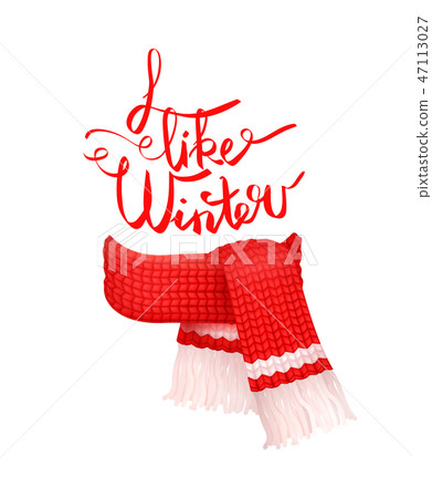 I Like Winter Greeting Card Knitted Woolen Scarf - Stock Illustration ...