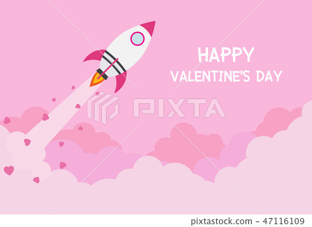 Valentines day greeting card with spacecraft - Stock Illustration ...