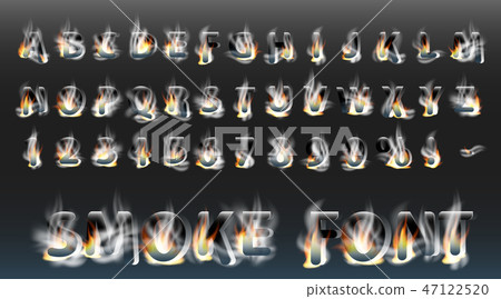 Smoke font with fire. Smoky letters and... - Stock Illustration ...
