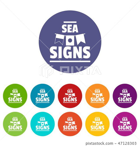 Sea signs icons set vector color - Stock Illustration [47128303] - PIXTA