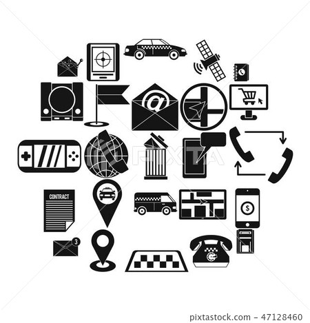 Phone service icons set, simple style - Stock Illustration [47128460 ...