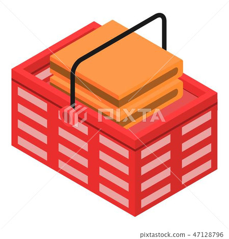 Shop red basket icon, isometric style - Stock Illustration [47128796 ...