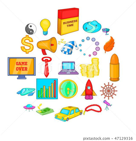 Note the time icons set, cartoon style - Stock Illustration [47129316 ...
