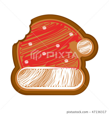 Bitten Christmas hat gingerbread - Stock Illustration [47136317] - PIXTA