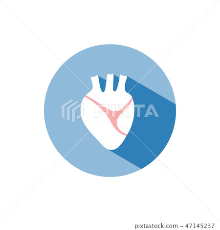 Human heart icon with shade on a blue circle - Stock Illustration ...