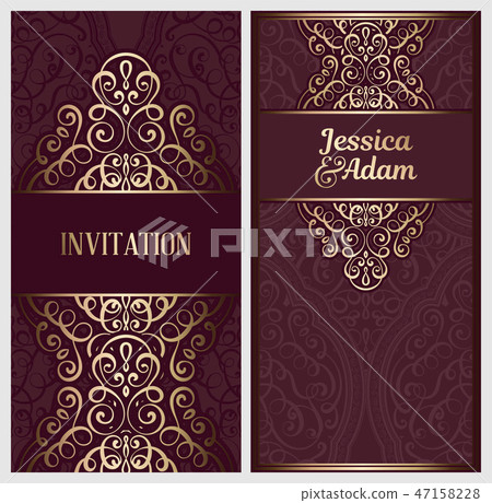 Wedding invitation card with gold shiny - Stock Illustration [47158228 ...