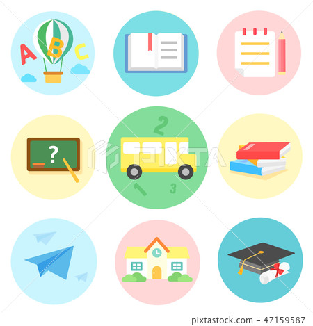 Flat icon set of subdued colors - Stock Illustration [47159587] - PIXTA