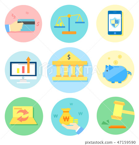 Flat icon set of subdued colors - Stock Illustration [47159590] - PIXTA