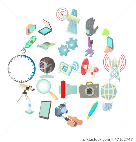 Updated technology icons set, cartoon style - Stock Illustration ...