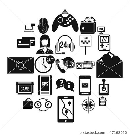 General information icons set, simple style - Stock Illustration ...