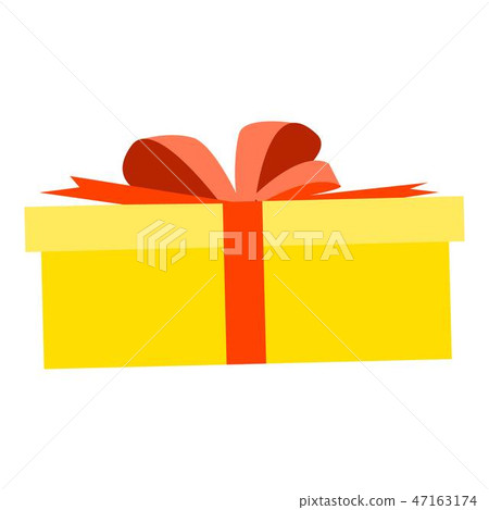 Yellow gift box icon, flat style - Stock Illustration [47163174] - PIXTA