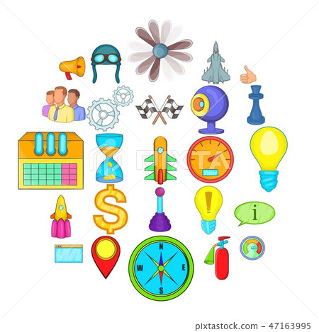 Temporary difficulty icons set, cartoon style - Stock Illustration ...