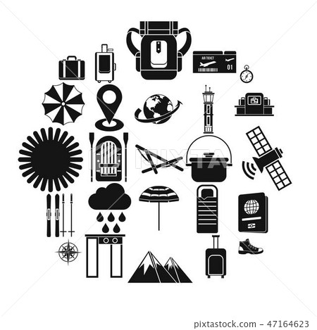 Tourist assistance icons set, simple style - Stock Illustration ...