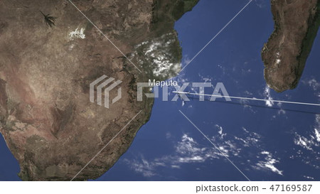 Commercial airplane flying to Maputo,... - Stock Illustration [47169587 ...