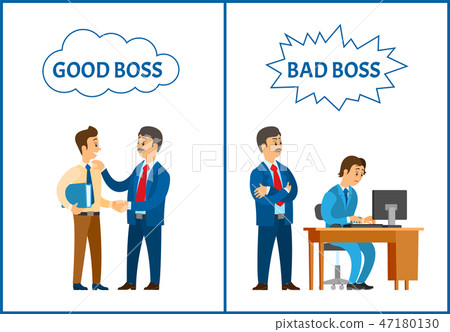 Good and Bad Boss, Director Treating to Office... - Stock Illustration ...