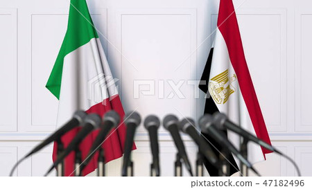 Flags of Italy and Egypt at international... - Stock Illustration ...