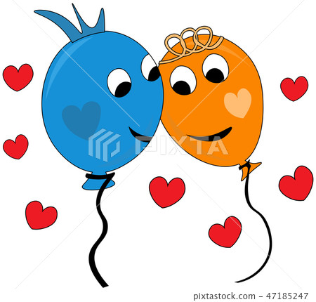 Happy couple of balloons in love - Stock Illustration [47185247] - PIXTA