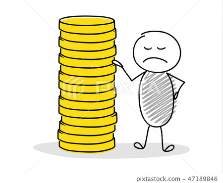 Stickman showing coin stacks. Vector. - Stock Illustration [47189846 ...