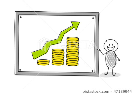 Cartoon stickman with money graph. Vector. - Stock Illustration ...
