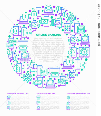 Online banking concept in circle - Stock Illustration [47190236] - PIXTA