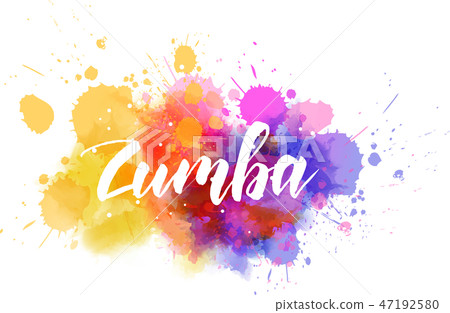 Zumba calligraphy on watercolor splash - Stock Illustration [47192580 ...