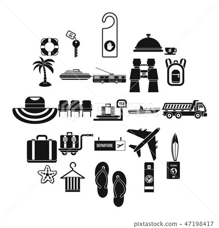 Travel guide icons set, simple style - Stock Illustration [47198417 ...
