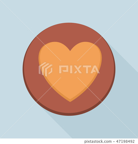 Heart cookie icon, flat style - Stock Illustration [47198492] - PIXTA