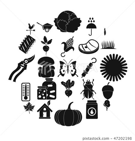 Vegetable market icons set, simple style - Stock Illustration [47202198 ...
