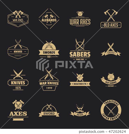 Steel arms logo icons set, simple style - Stock Illustration [47202624 ...