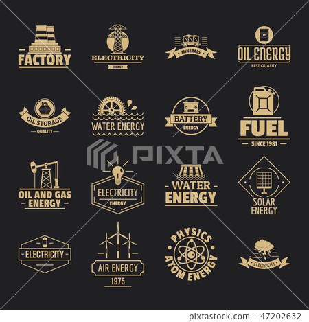 Energy sources logo icons set, simple style - Stock Illustration ...