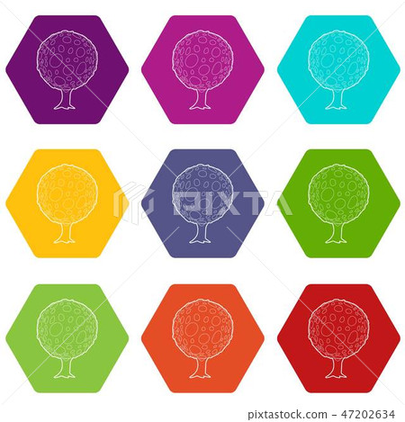 Round tree icons set 9 vector - Stock Illustration [47202634] - PIXTA