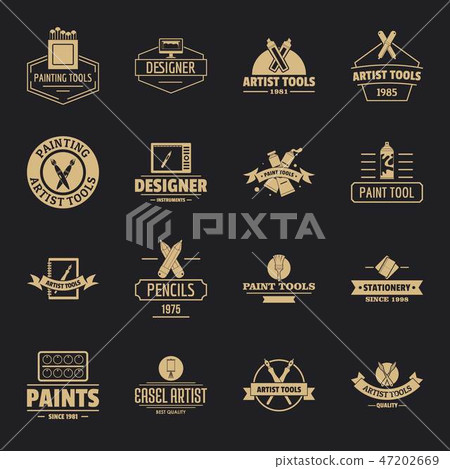 Artist tool logo icons set, simple style - Stock Illustration [47202669 ...
