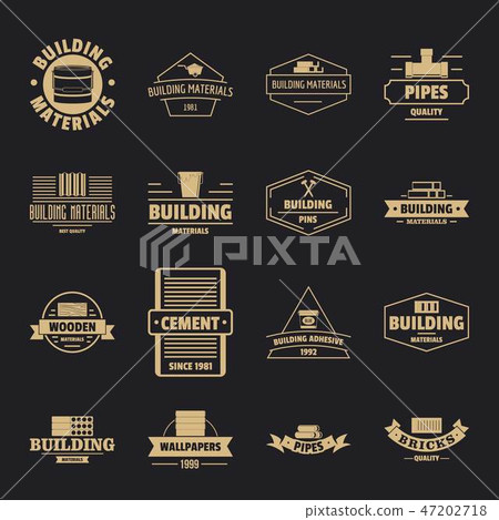 Building materials logo icons set, simple style - Stock Illustration ...