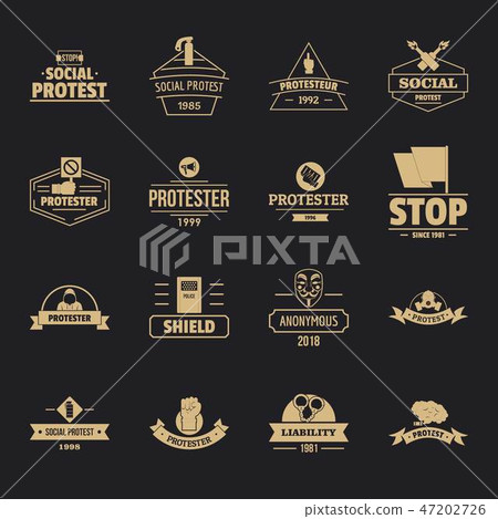 Protest logo icons set, simple style-插圖素材 [47202726] - PIXTA圖庫