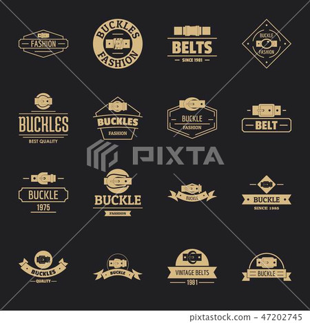 Belt buckle logo icons set, simple style - Stock Illustration [47202745 ...