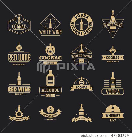 Alcohol logo icons set, simple style - Stock Illustration [47203279 ...