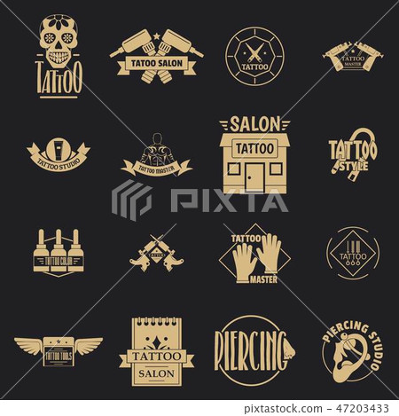 Tattoo logo icons set, simple style - Stock Illustration [47203433] - PIXTA