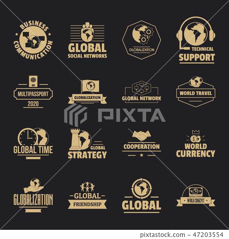 Global business logo icons set, simple style - Stock Illustration ...