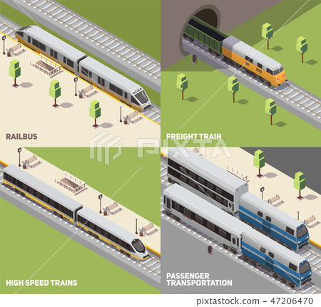 Train Railway Isometric Concept - Stock Illustration [47206470] - PIXTA