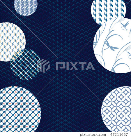Blue Japanese elements background. Geometric line - Stock Illustration ...