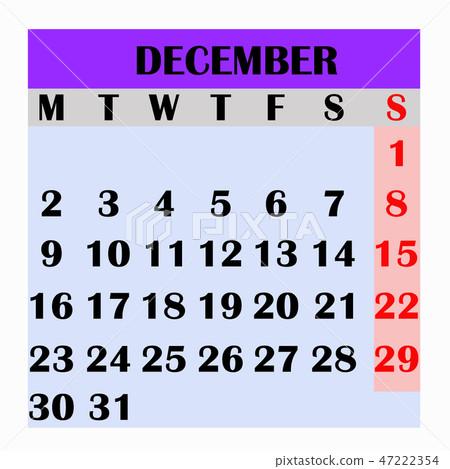 Calendar design month december 2019. - Stock Illustration [47222354 ...