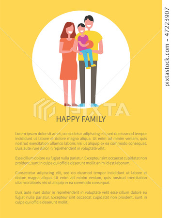 Happy Family Poster and Text Vector Illustration - Stock Illustration ...